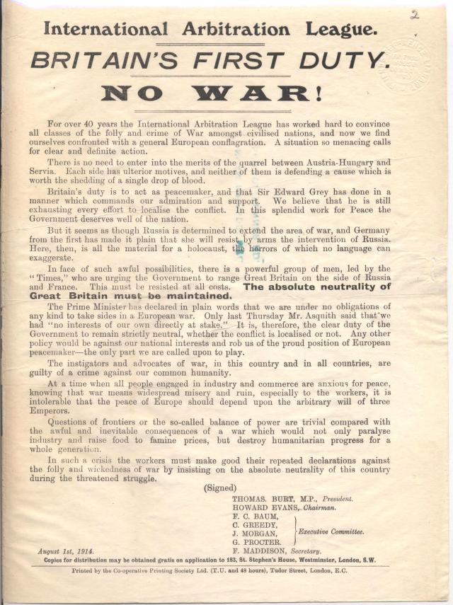 Library resources for researching World War I: peace pamphlets | Quaker ...